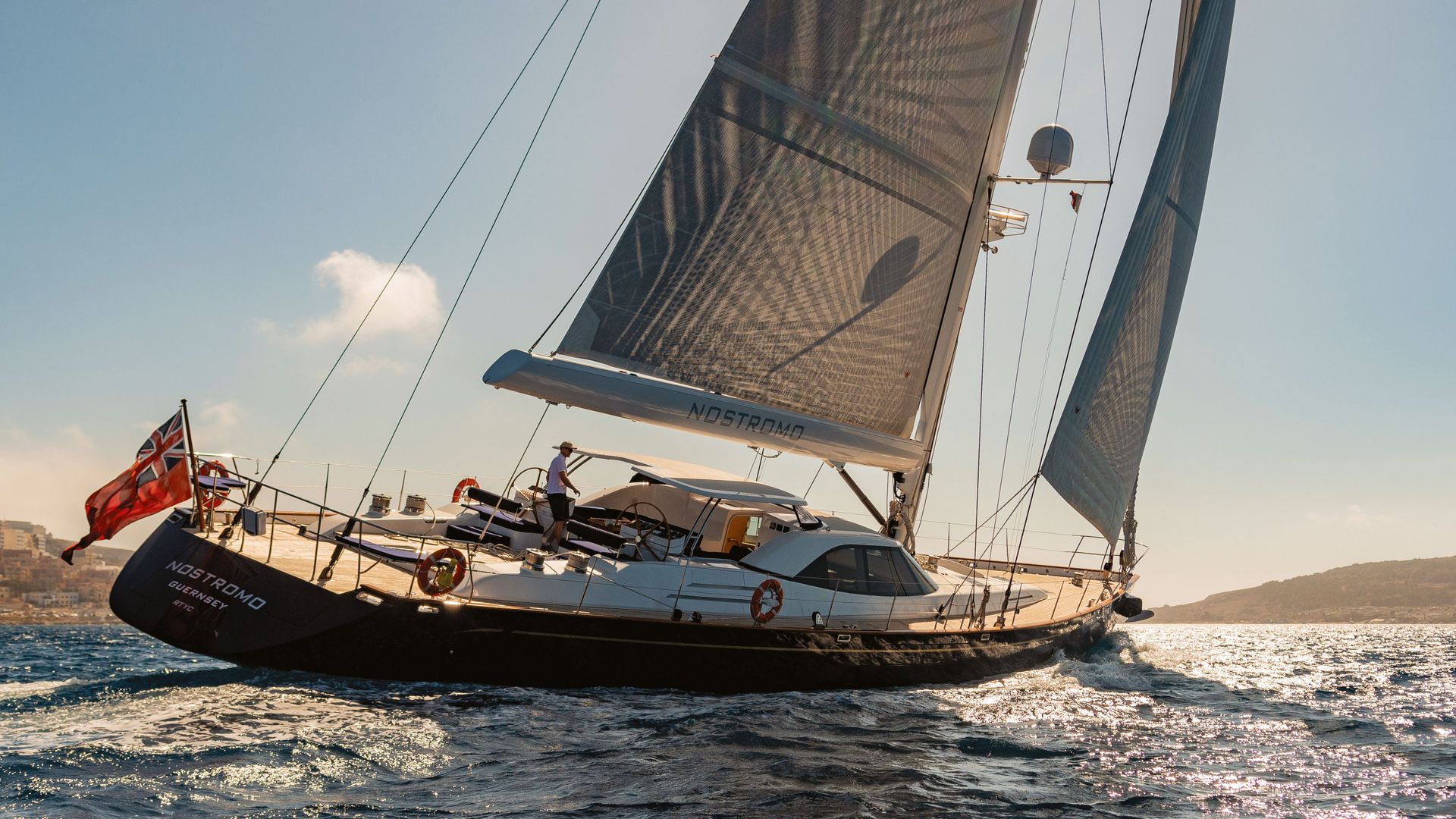 On board Nostromo with British industrialist and owner Sir Andrew Cook